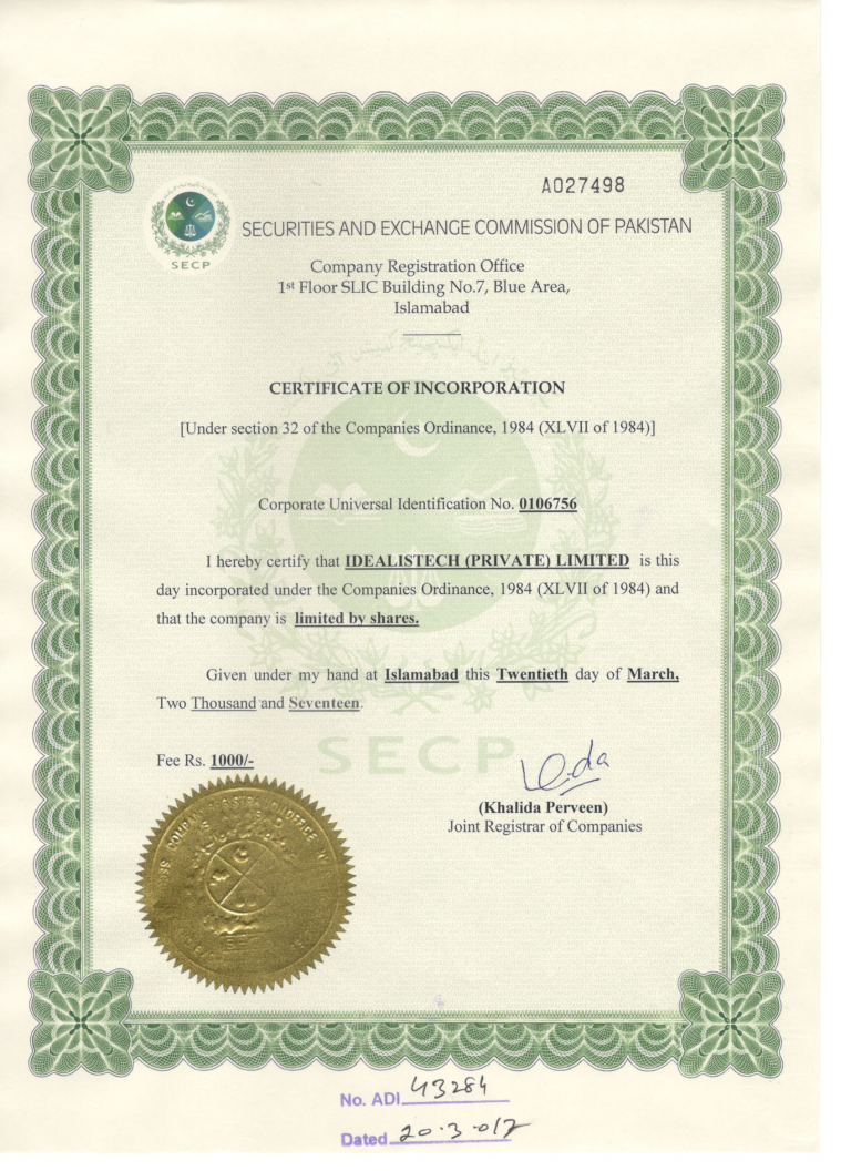 Company registration | Incorporation Certificates Pakistan